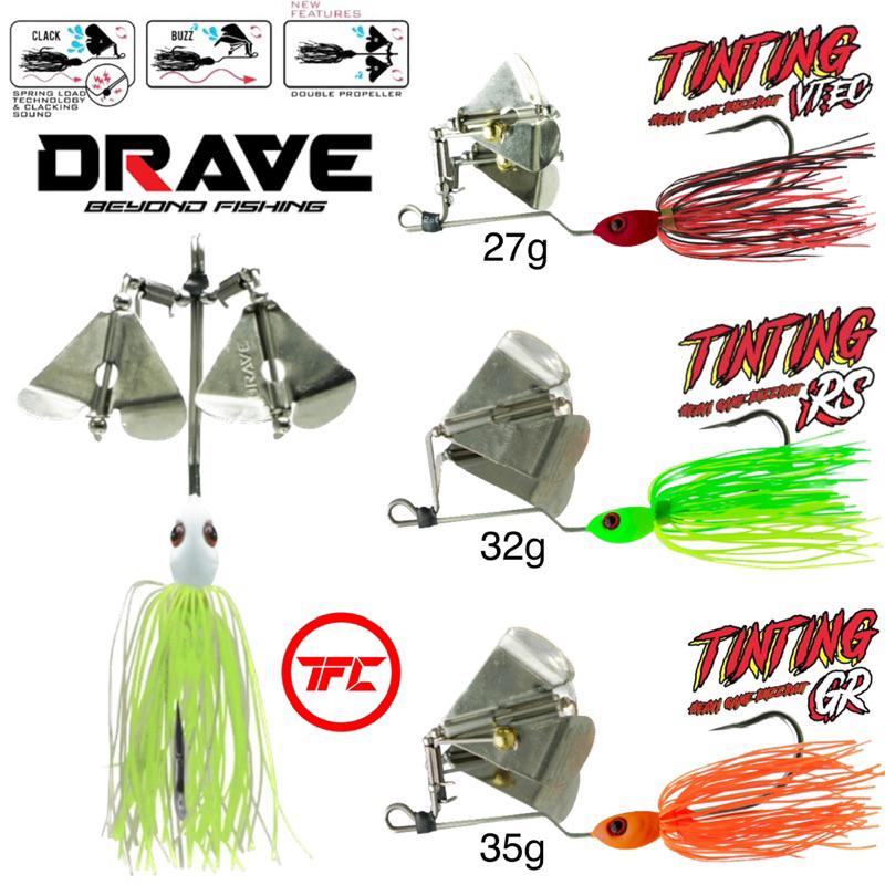 DRAVE TINTING VTEC RS GR Double Propeller Buzzbait Lure Snakehead Buzz ...