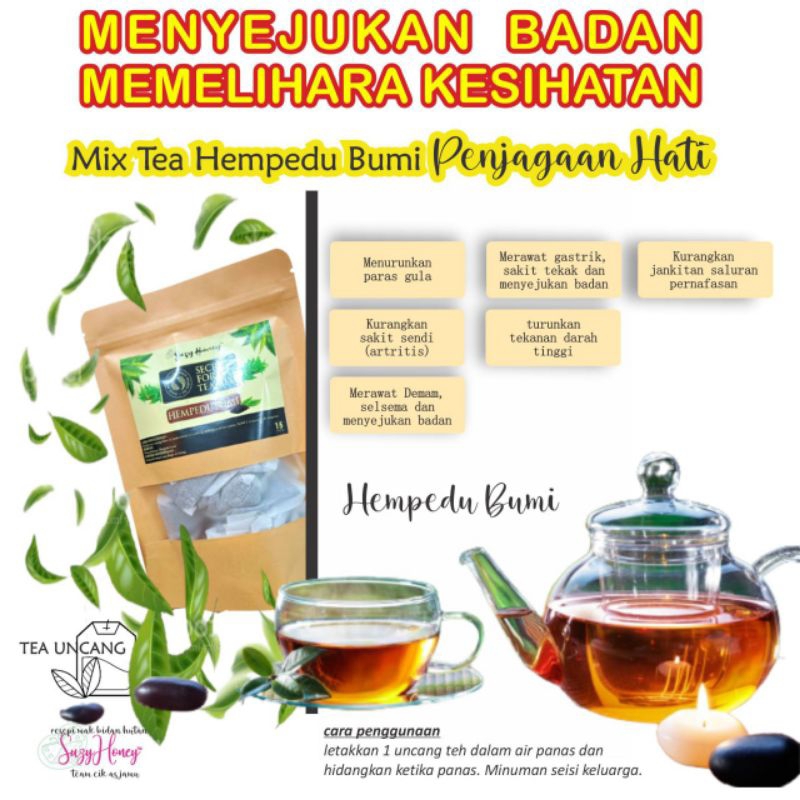 TEH HEMPEDU BUMI SUZYHONEY l Teh Herba l Tea Mix Tea Detox l Halal ...