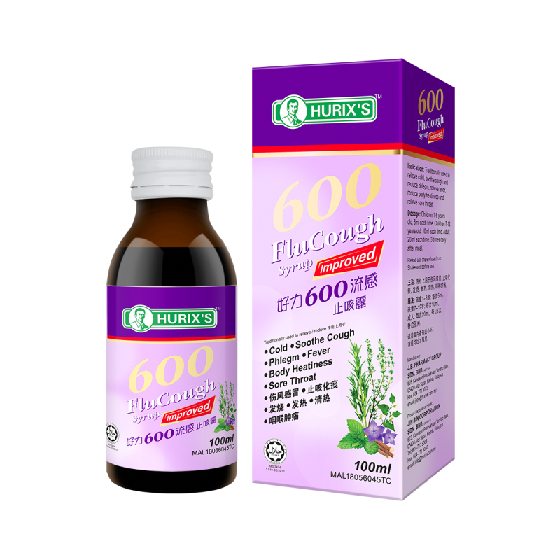 HURIX'S 600 FLU COUGH SYRUP 100ML Traditionally used to relieve cold ...