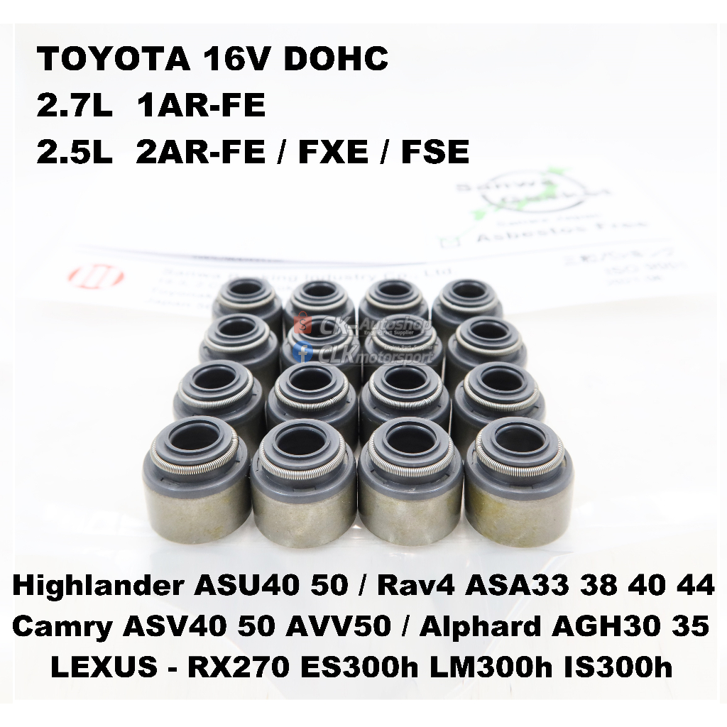 Sanwa Japan Viton Valve Seal - TOYOTA 2.7L 1ARFE 2.5L 2ARFE 2ARFXE Camry Highlander Vellfire ...