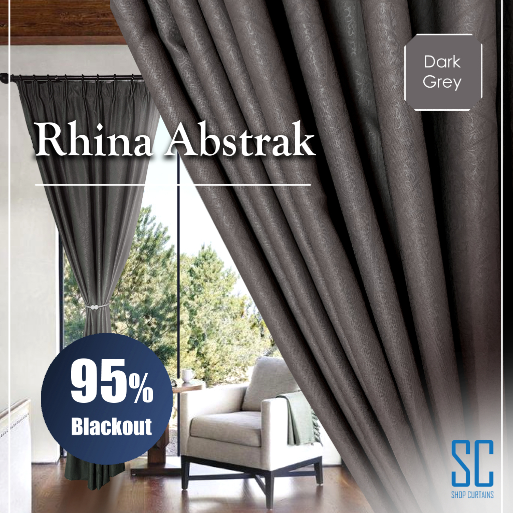 8.8 Live| Langsir 3D RIhna Dark Grey Ready Stock 80% Blackout jenis ...