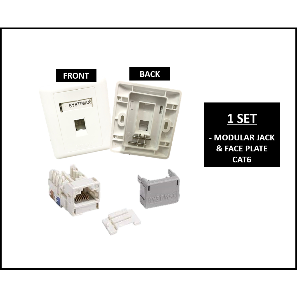 CAT6 Faceplate & RJ45 Modular Jack 1 Port systimax solution commscope ...