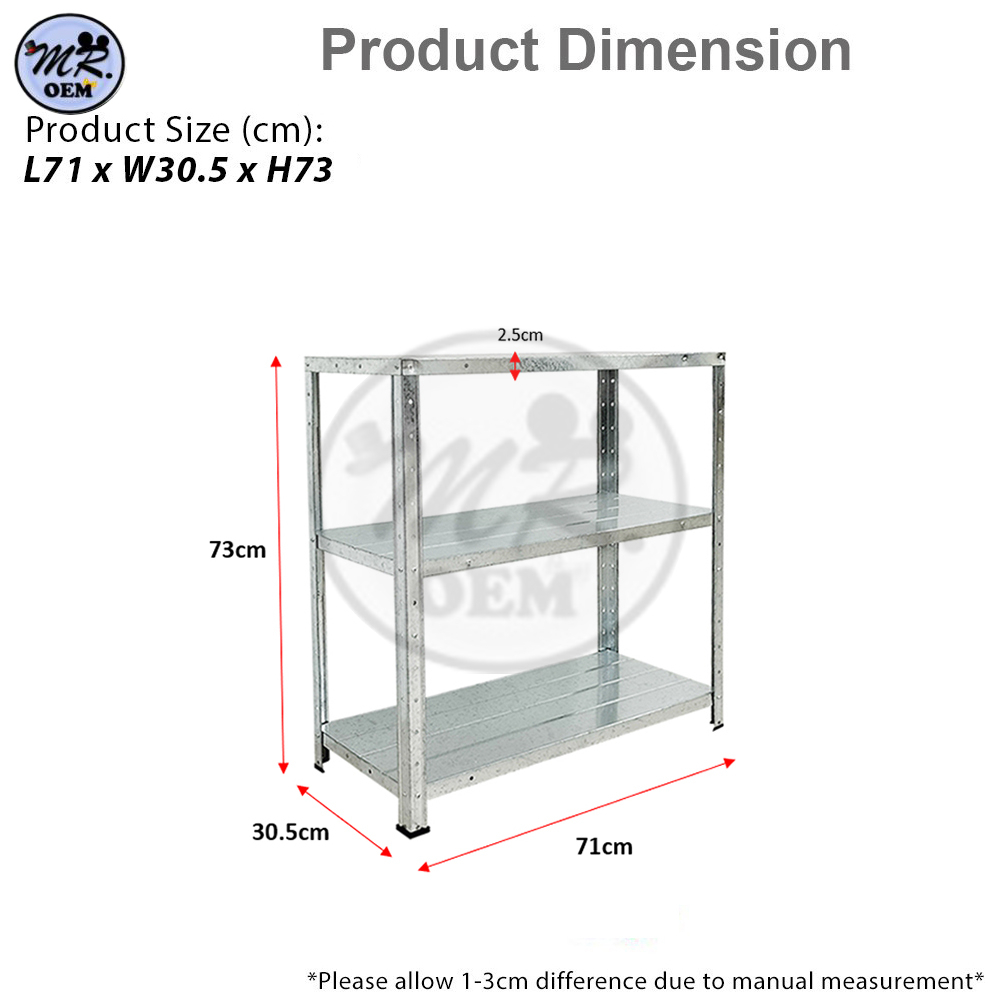 MR OEM 3 Tier/ 4 Tier Multipurpose Galvanised Metal Shelf / Storage ...