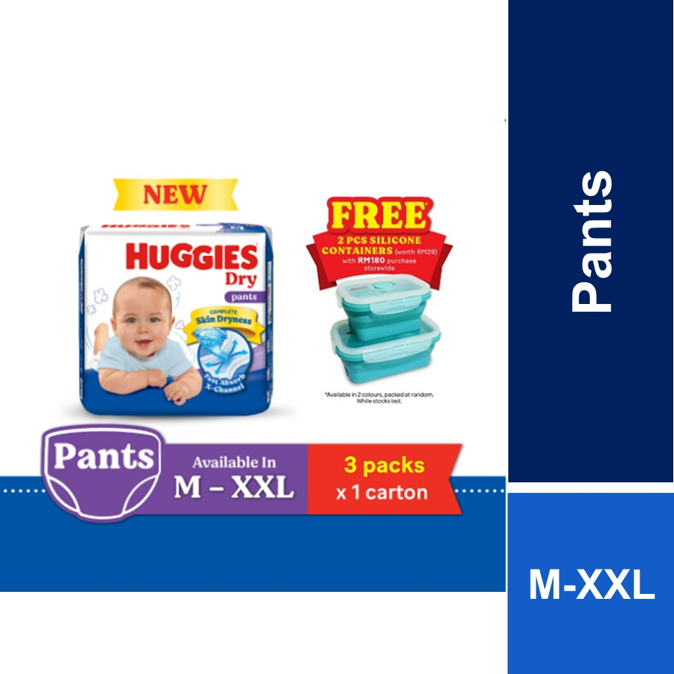 Huggies Dry Pants Diapers M64/L50/XL42/XXL36 - 3 Packs | Shopee Malaysia