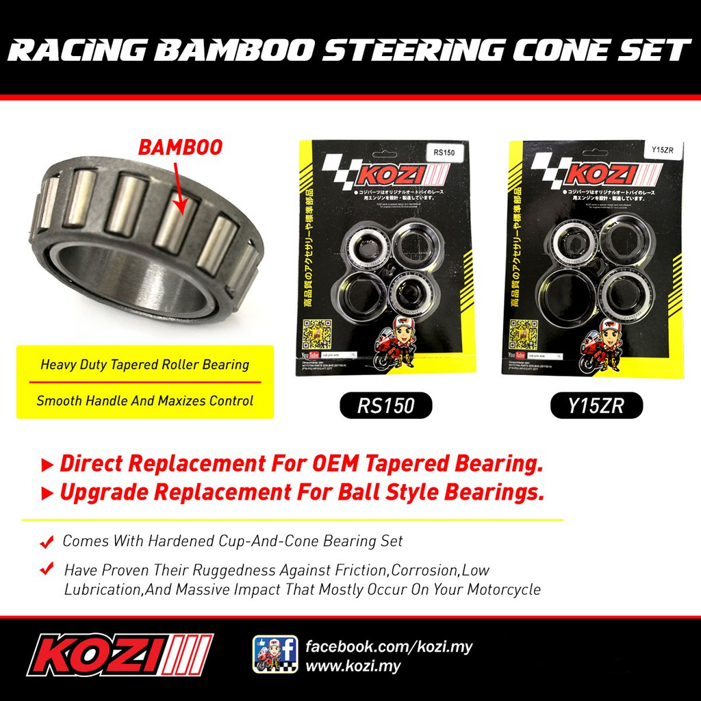 ORIGINAL KOZI RACING BAMBOO STEERING CONE SET Y15/LC150/RS150/SYM VF3i ...