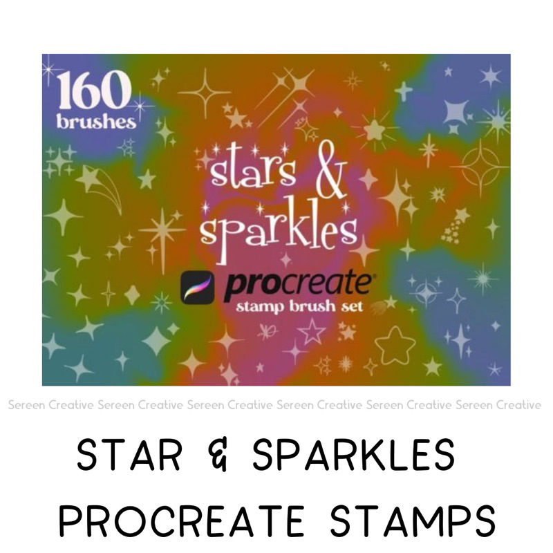 P534 Stars & Sparkles Procreate Stamp Brushes (Star outline, star ...