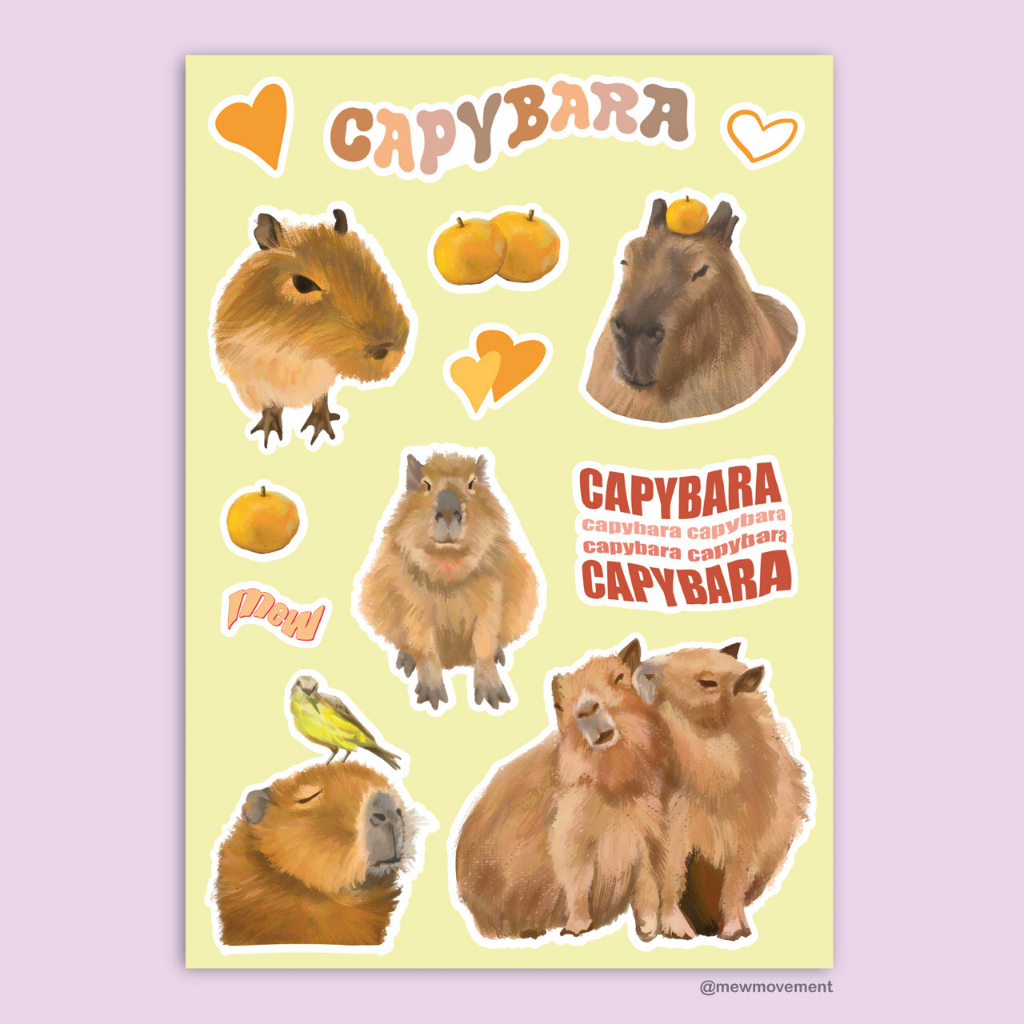 Capybara Sticker Sheets, Cute capybara, tiktok sticker Journaling ...