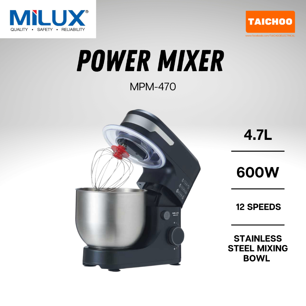 Milux Power Stand Mixer 4.7L 600W MPM-470 | Shopee Malaysia