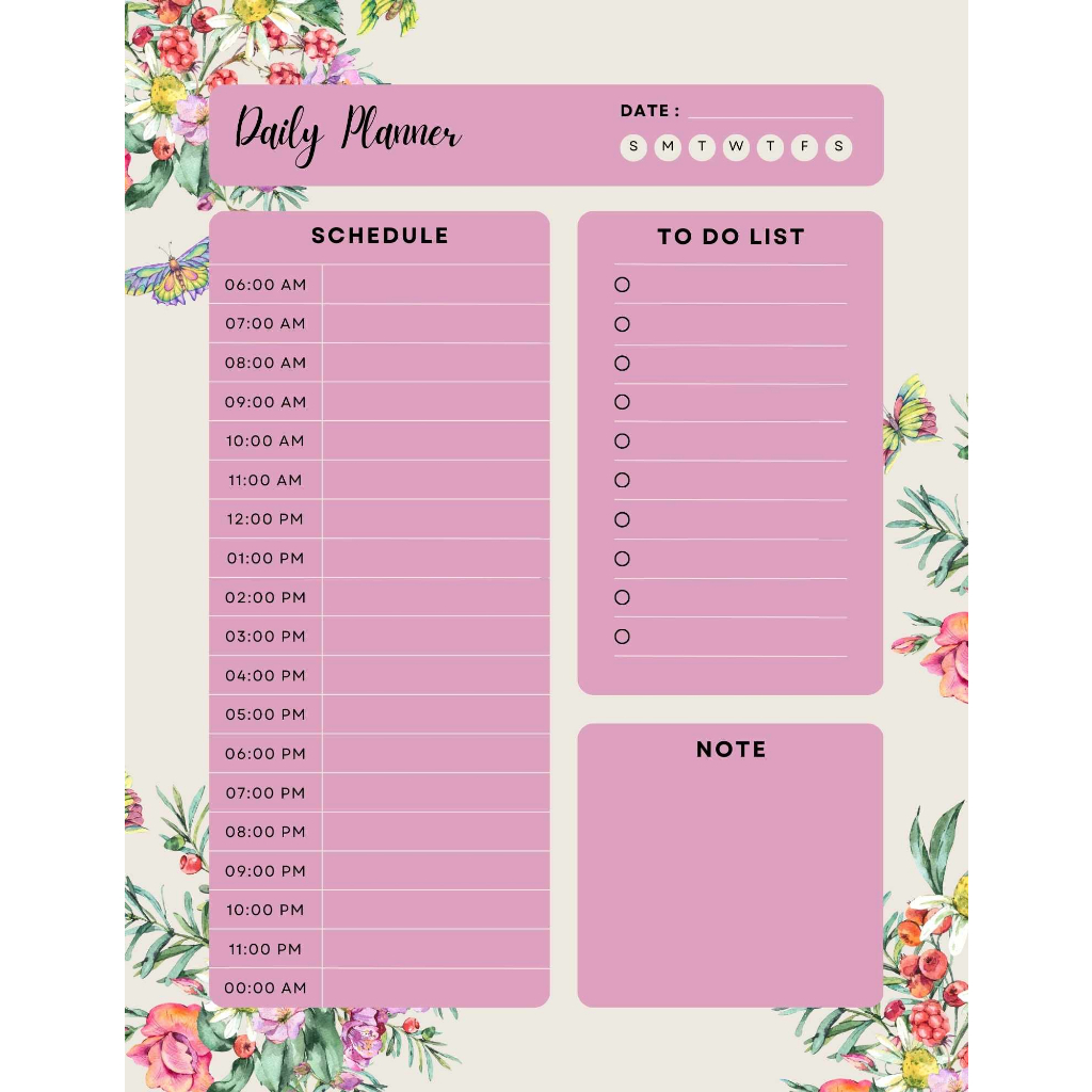 Printible Daily Schedule Planner (English) [pdf} | Shopee Malaysia