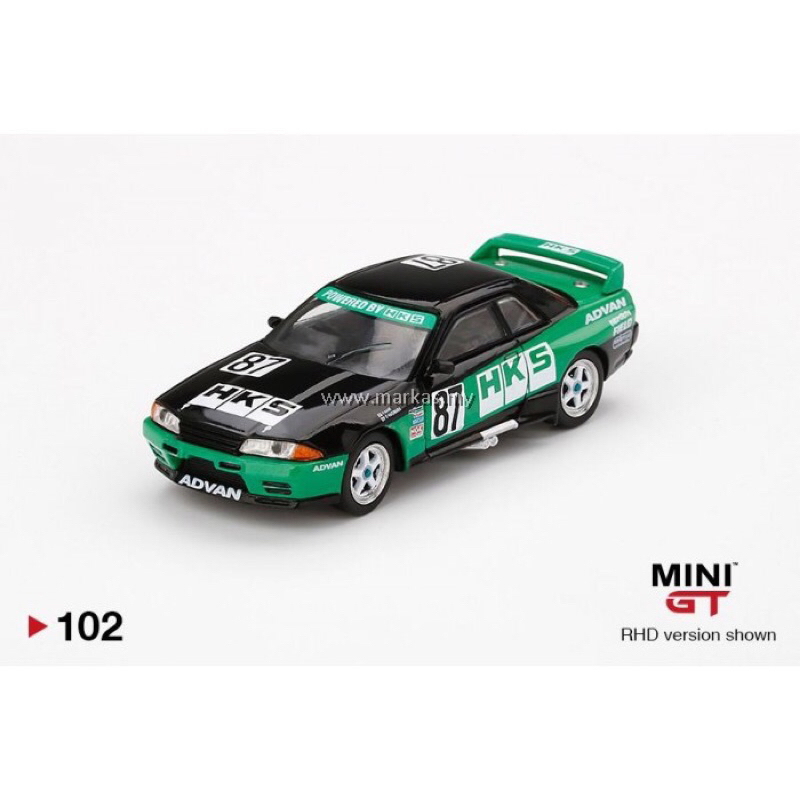 #102 MINI GT NISSAN Skyline GT-R R32 GR.A #87 1992 GROUP A Green (HKS ...