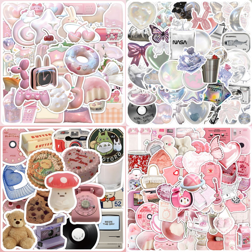 【🇲🇾READY STOCK】63pcs 3D Pink Sticker Korea INS Cute Sticker Suitcase ...