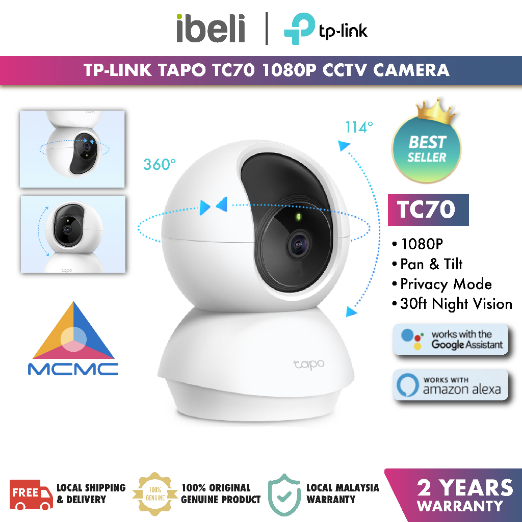 TP-Link Tapo TC70 1080P Full HD Pan / Tilt Wireless WiFi Home Security ...