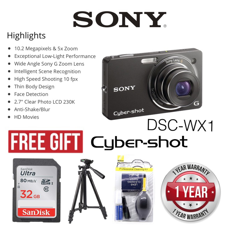 Sony Cybershot DSC-WX1 EXMOR R CMOS Sensor Super G lens Original (1 ...
