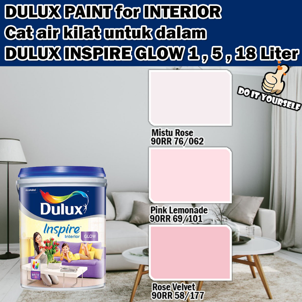 ICI DULUX INSPIRE INTERIOR GLOW 18 Liter Misty Rose / Pink Lemonade ...