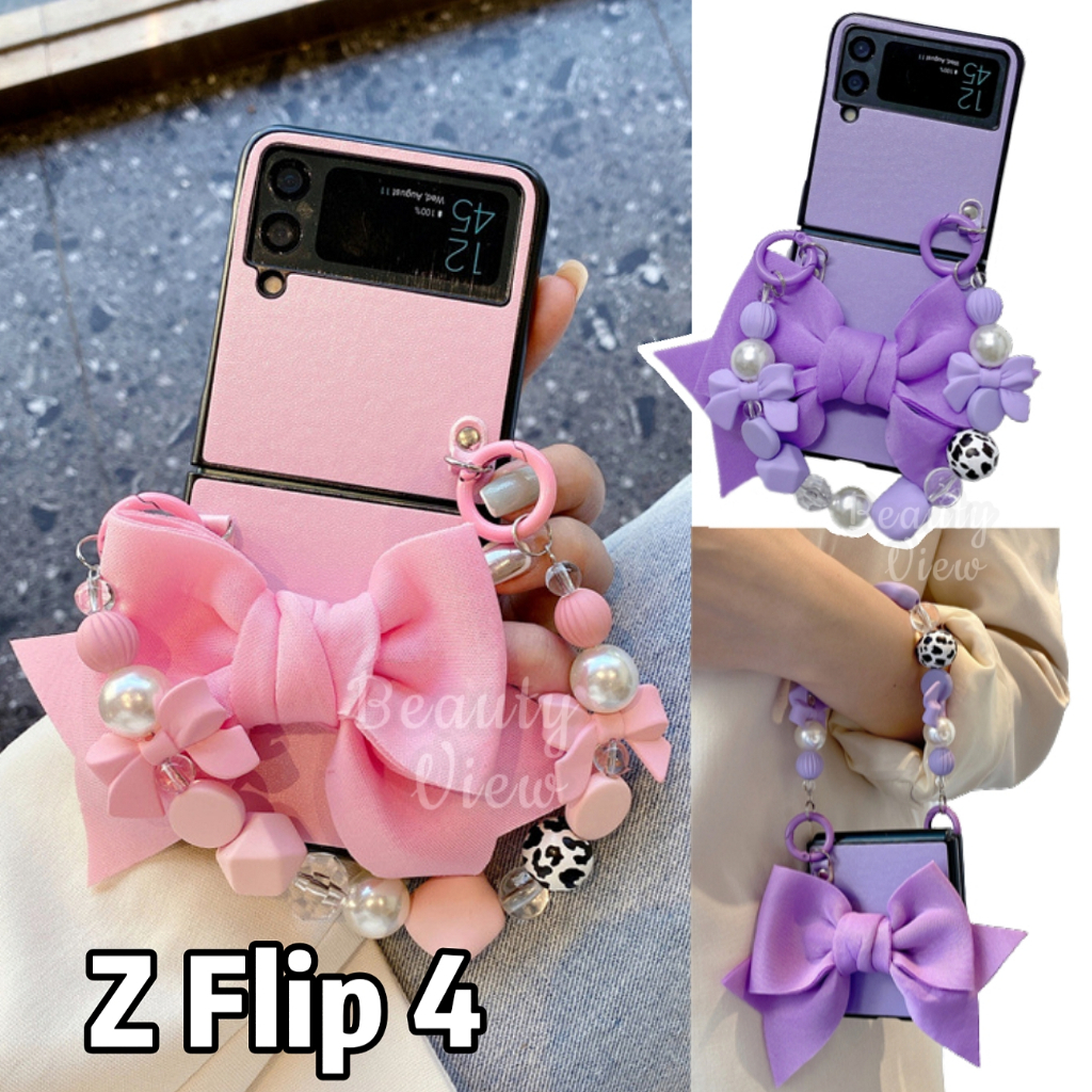 Z Flip 3/4 Cute Pink Purple Ribbon Bow Tie Phone Casing | Shopee Malaysia