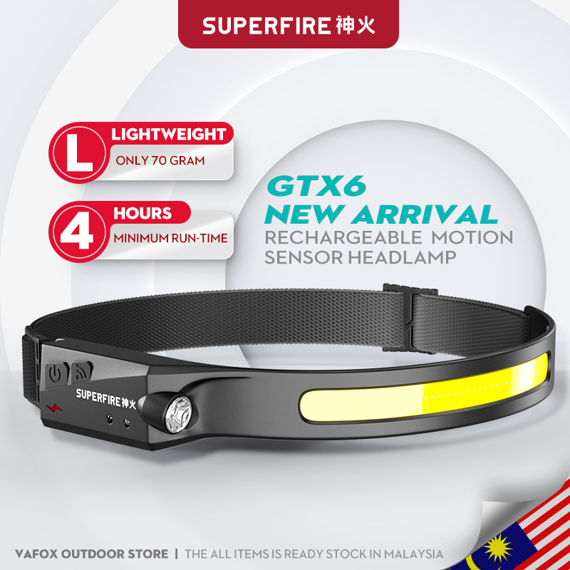 Superfire GTX6 COB & LED Rechargeable Sensor Motion Headlamp Waterproof IPX4 | Shopee Malaysia