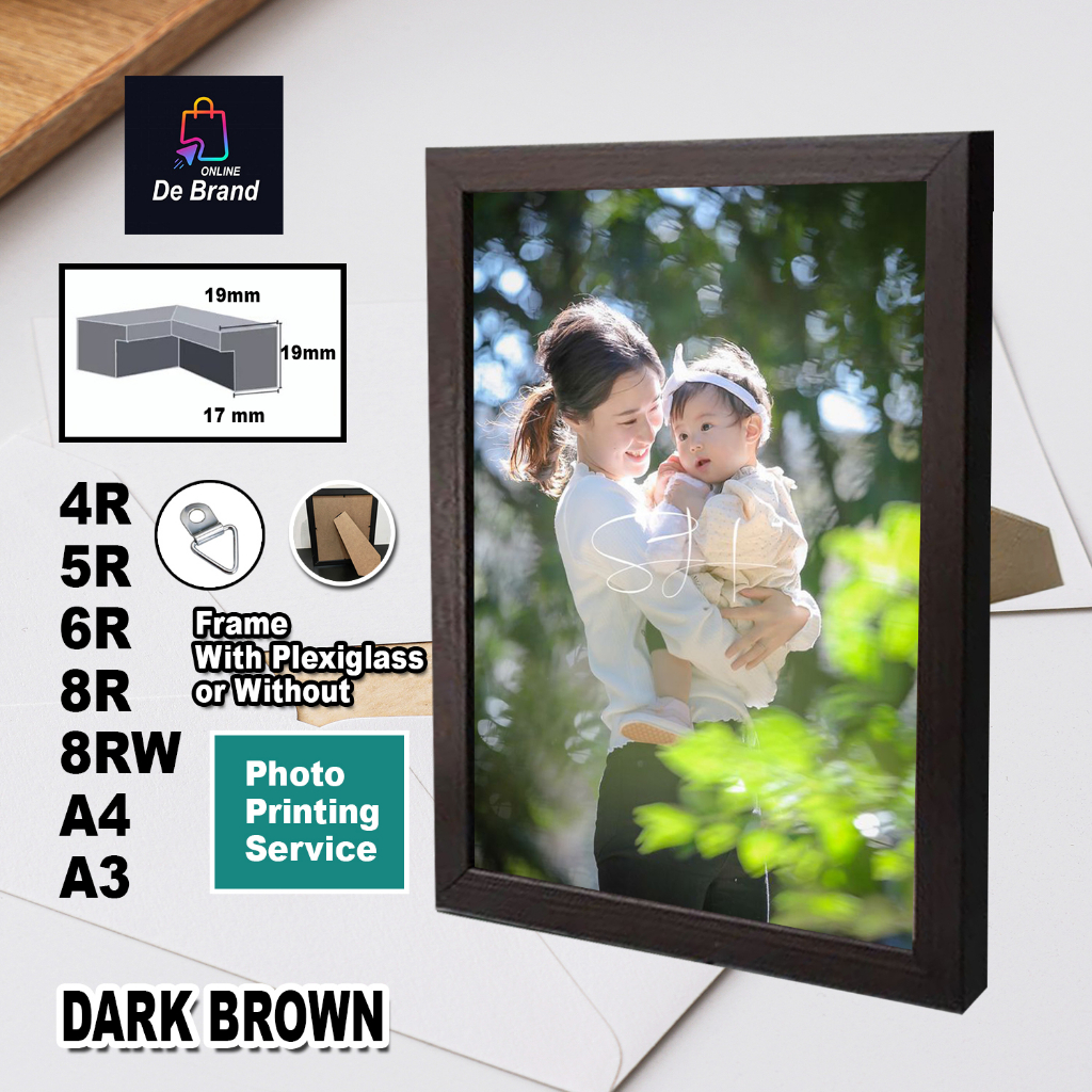 Dark Brown Wood Frame 4R 5R 6R 8R 8RW A4 A3 Photo PVC Sheet Frame ...