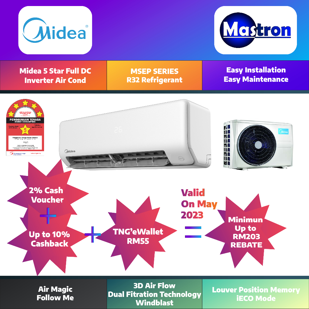 [2024] Midea 5 Star All Easy Pro Inverter Air Conditioner Midea ...