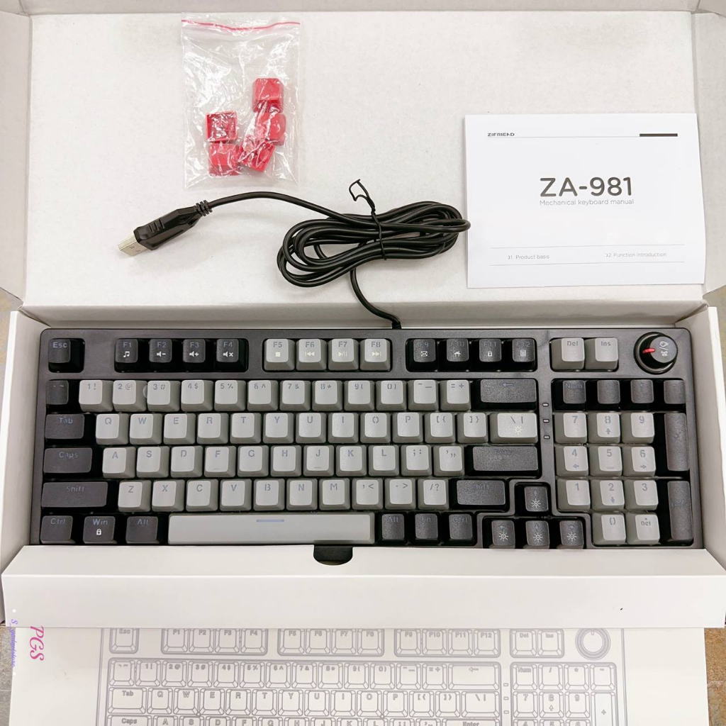ZIFRIEND ZA-981 Mechanical Keyboard Blue Red Switch Wired 98 Keys RGB ...