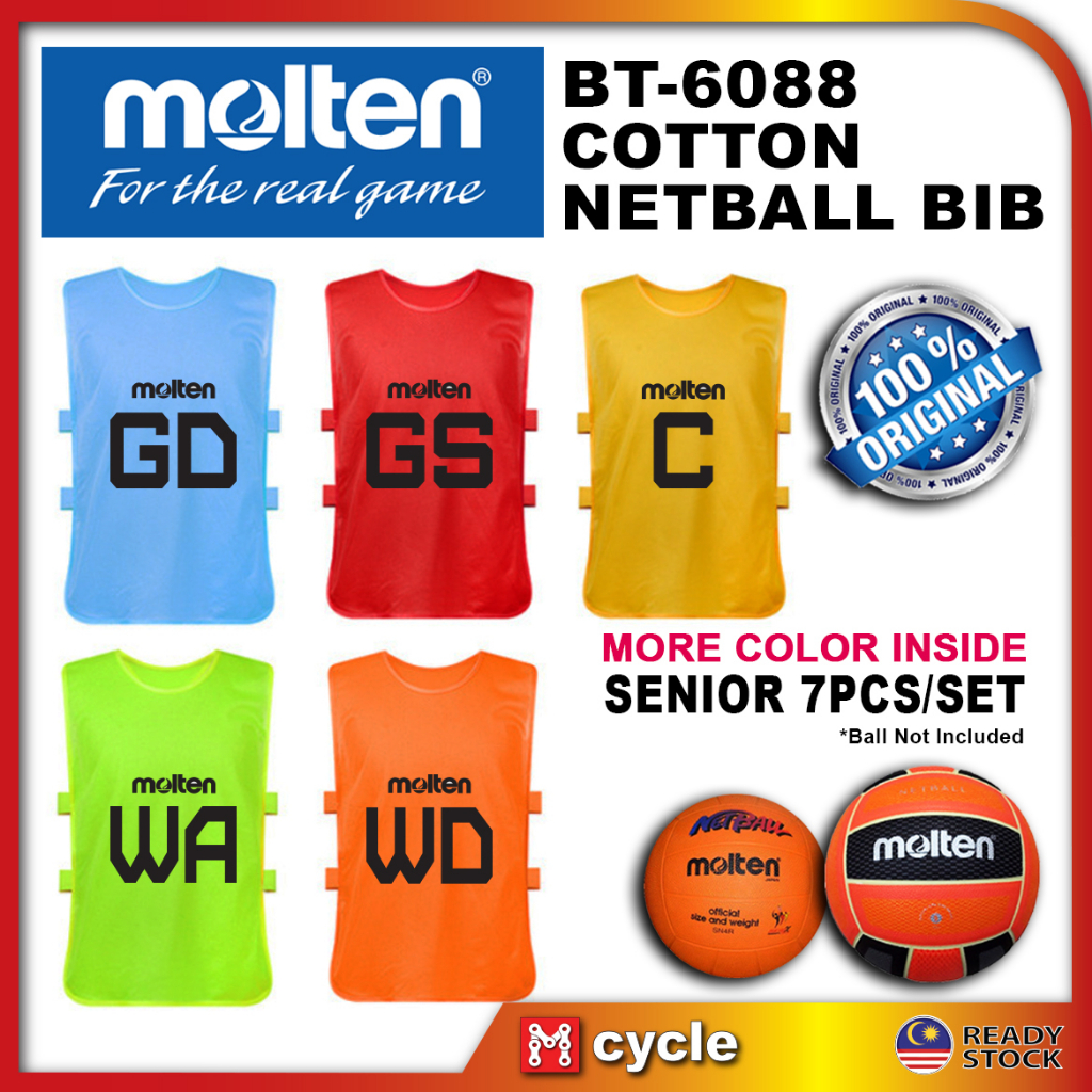 [100% Original] Molten Netball Bib BT-6088 7 Pcs Set Single Cotton Mesh ...