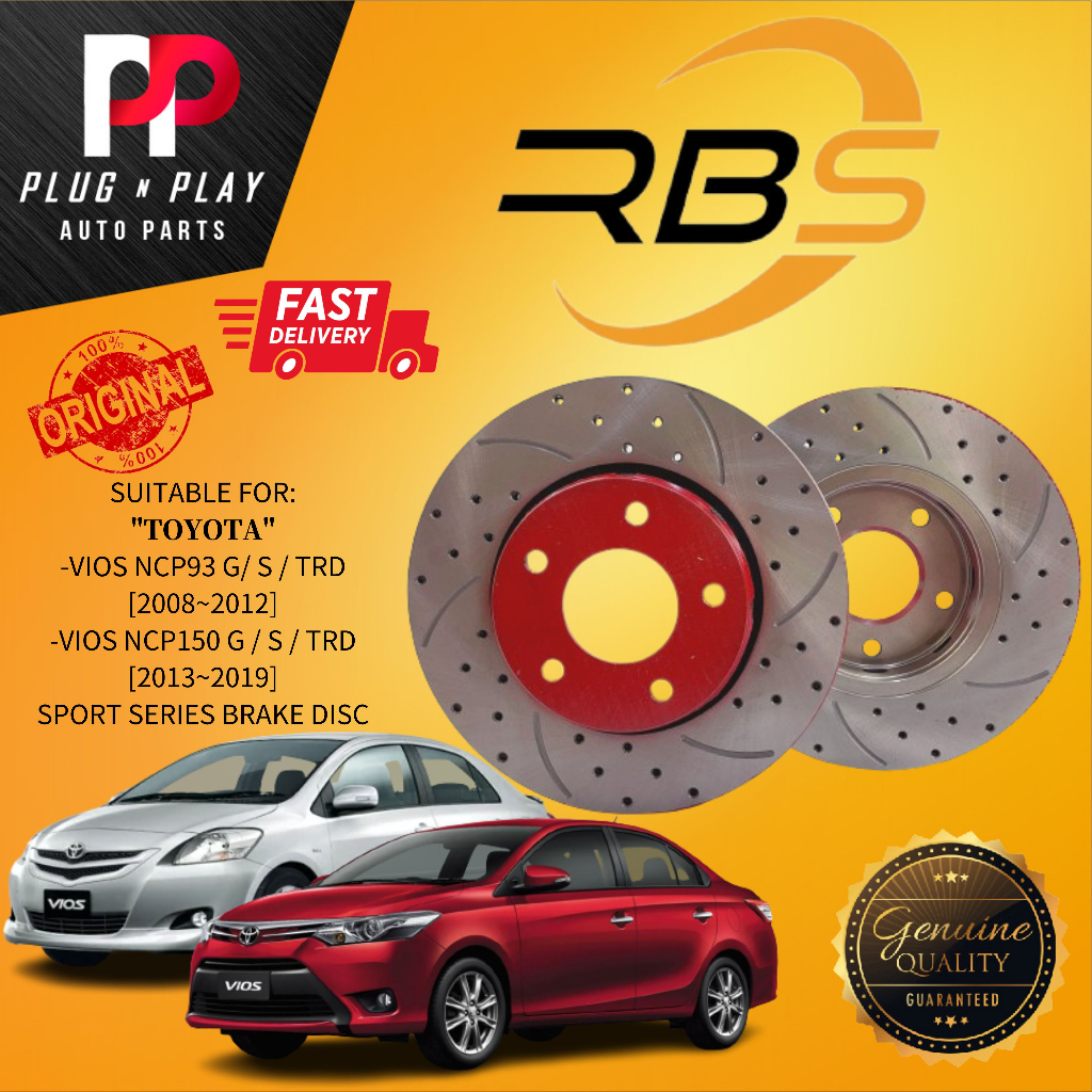 TOYOTA VIOS NCP93 / NCP150 FRONT (DEPAN) RBS SPORT SERIES BRAKE DISC ...