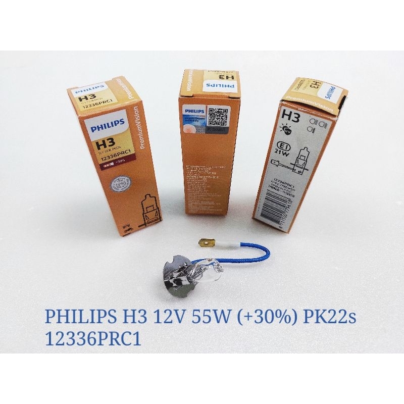 PHILIPS H3 12V 55W (+30%) PK22s PREMIUM VISION 12336PRC1 (1PC) | Shopee ...
