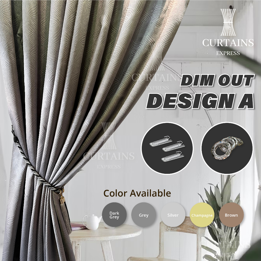 Dim Out Design A/SEMI BLACKOUT CURTAIN/SHINING MATERIAL/READYMADE CURTAIN/Langsir | Shopee Malaysia