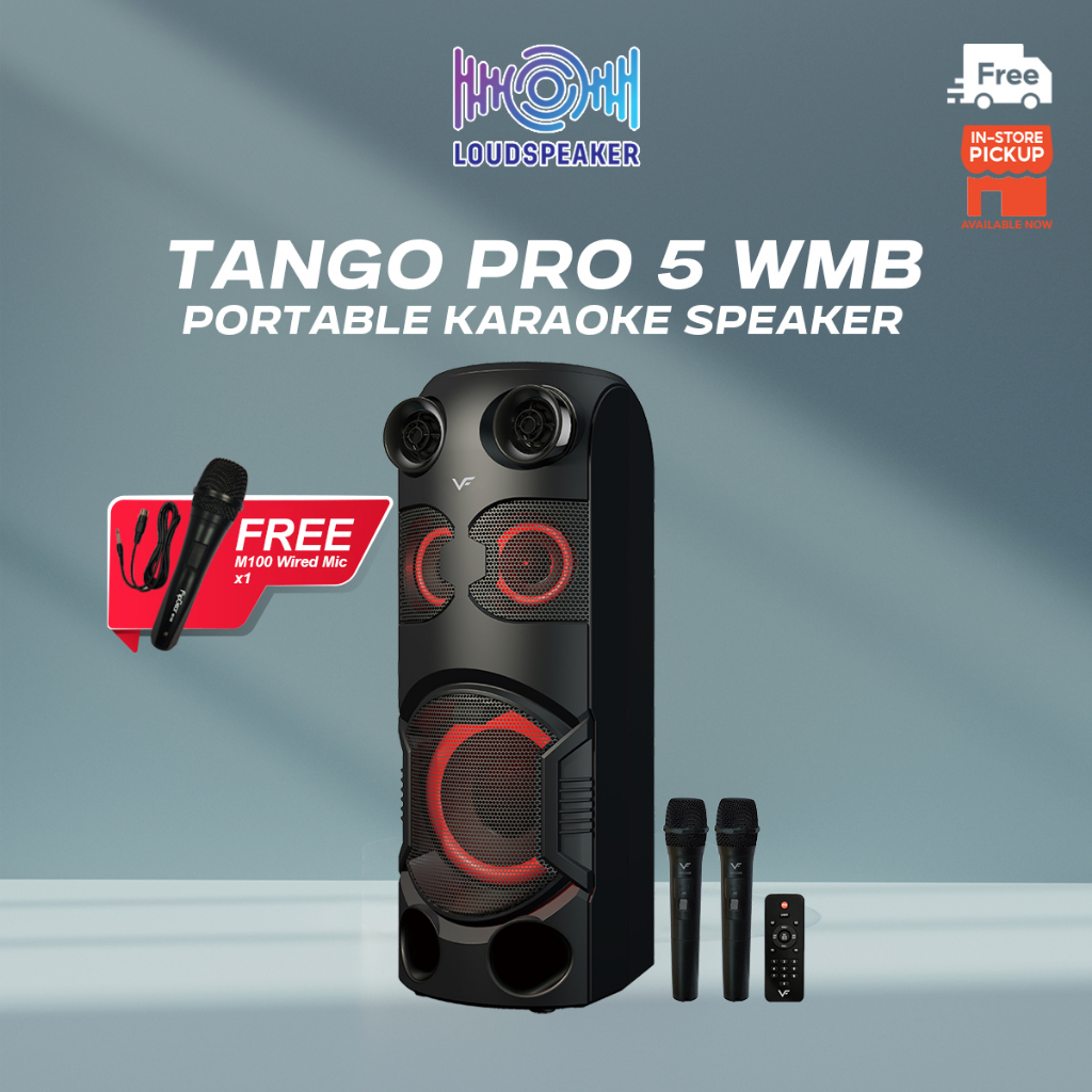 Vinnfier VF Tango Pro 5 WMB Portable Karaoke System Speaker & Free 2 UHF Wireless Microphones ...
