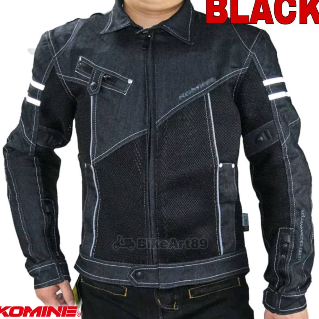Jacket KOMINE JK006 Waterproof Fashion Denim Mesh Motorcycle Riding Jacket Lady & Men Wanita ...