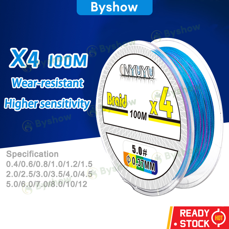 【Byshow Sport】100M 4 Strands Multicolor Fishing Line Super Strong pe ...