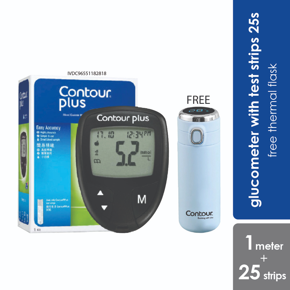 Contour Plus Meter Starter Pack with Test Strip 25s free Thermos ...