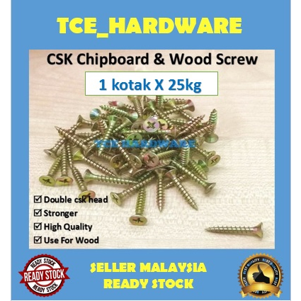 1ctn x 25kg CSK Screw Wood Chipboard Screw Driving Sunk Flat Head ...
