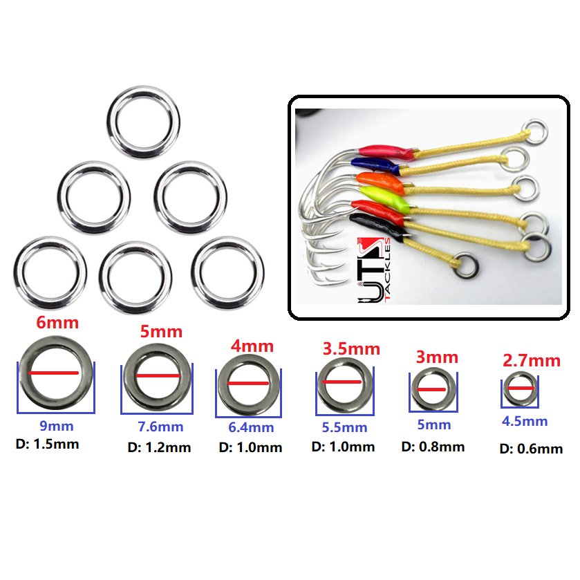 (50PCS/100PCS) UTS Power Solid Ring 2.5mm/2.7mm/3mm/3.5mm/4mm/5mm/6mm Jigging Assist Tools ...