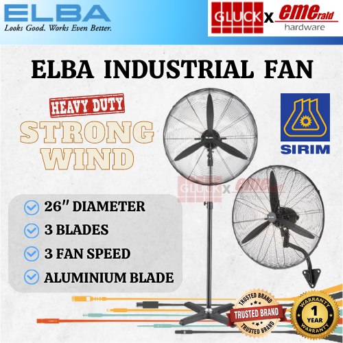 ELBA 26" INDUSTRIAL FAN HEAVY DUTY 3 BLADES ( STAND FAN / WALL FAN ...
