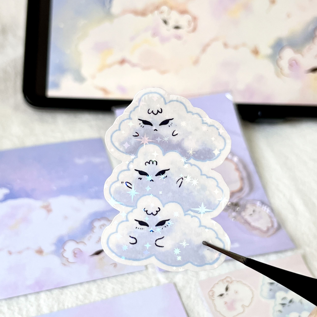 KANKAN | Cloudy | holographic waterproof sticker flakes | Shopee Malaysia