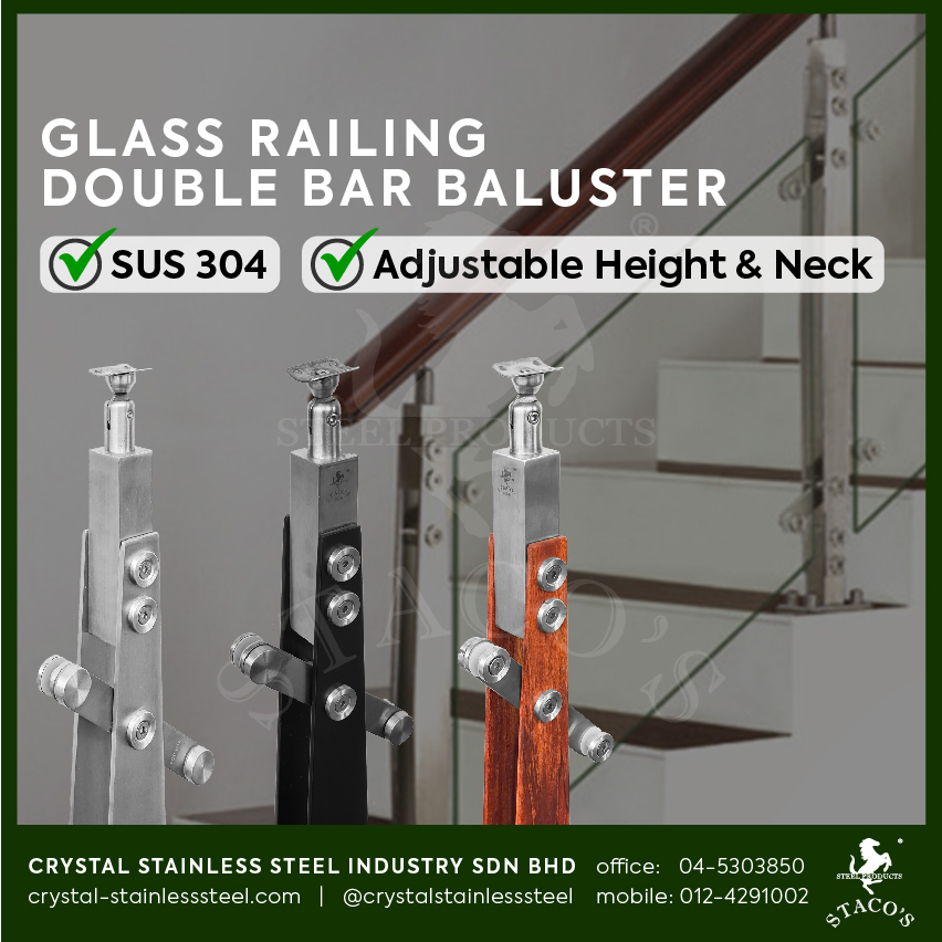 STACOS Stainless Steel 304 Glass Railing Staircase Stair Baluster ...