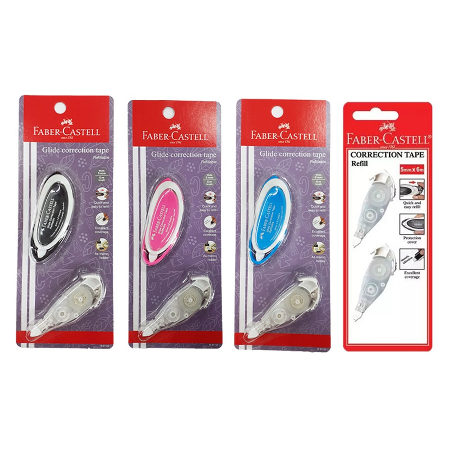 FABER-CASTELL Glide Refillable Correction Tape Set (Body & Refill ...