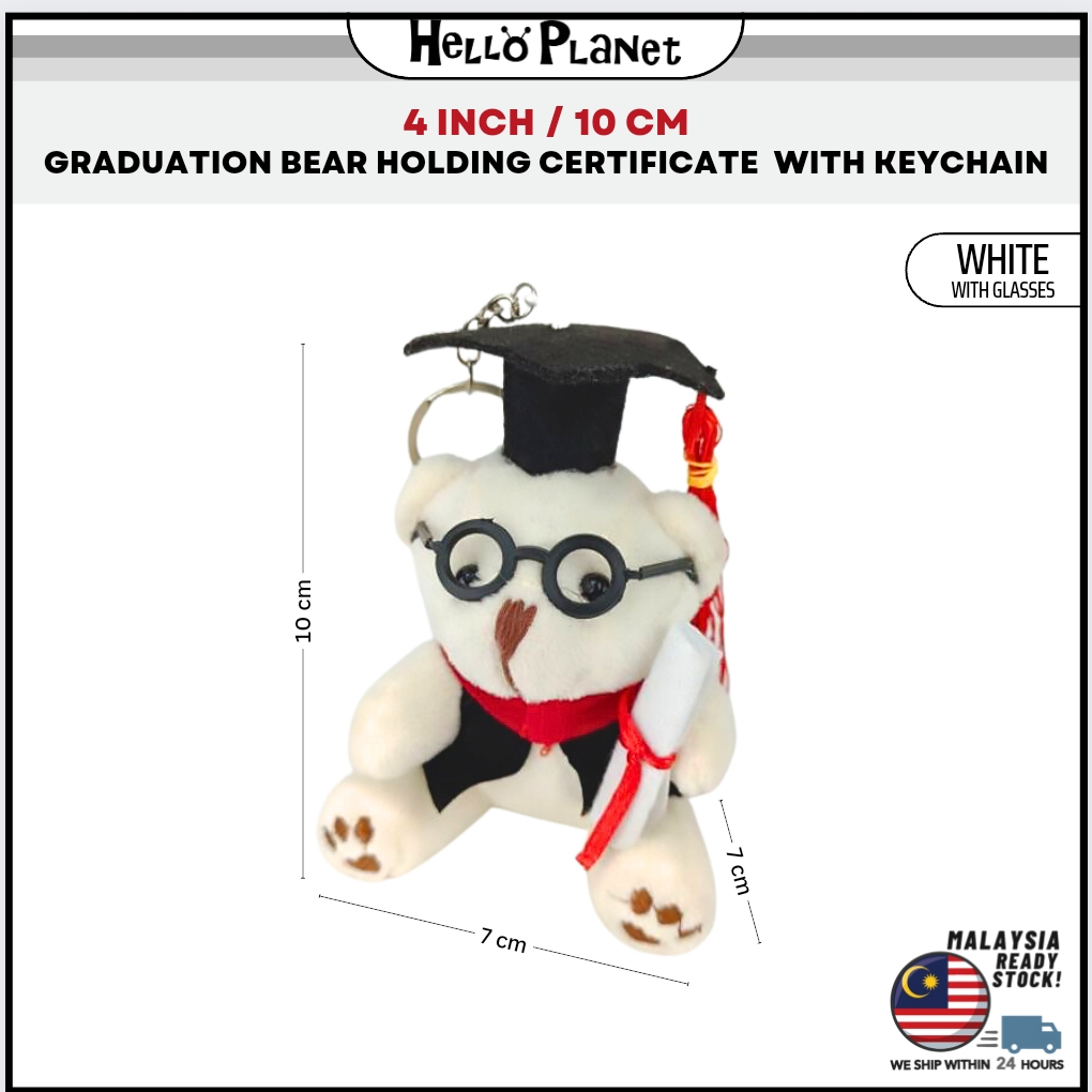 4 Inch / 10 cm Graduation Convo Bear Holding Certificate Soft Plush ...