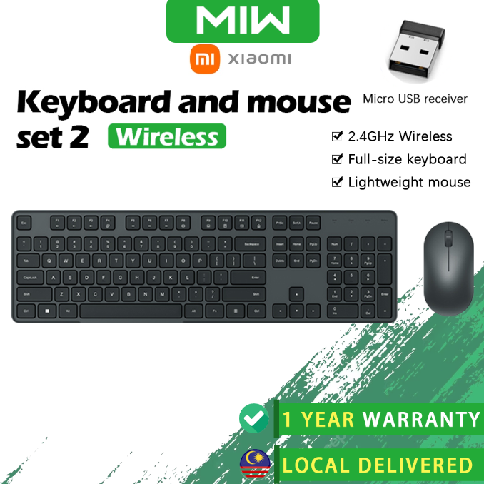 Xiaomi MI Keyboard Wireless and Mouse Set 2 Mouse Wireless Keyboard ...