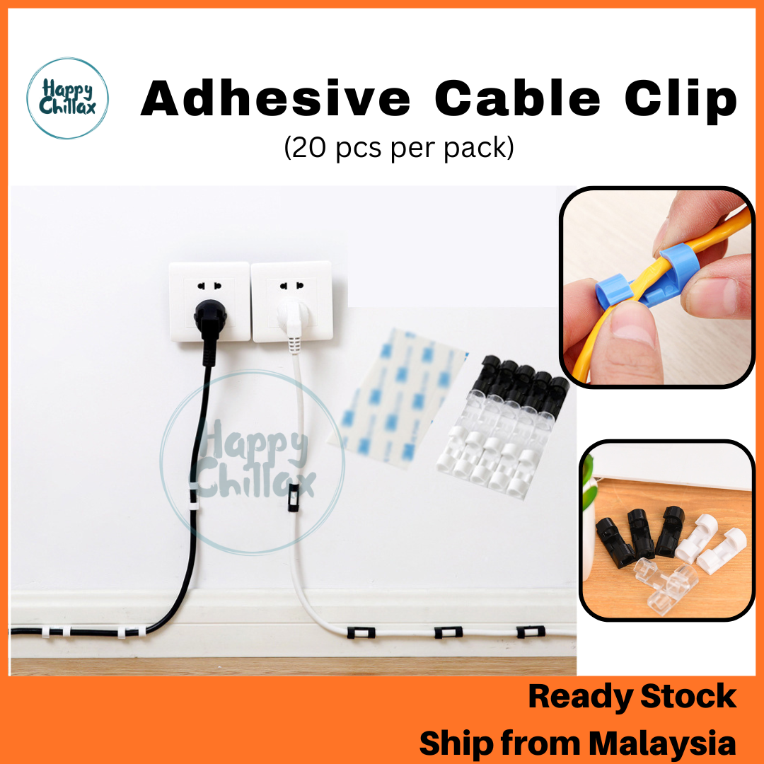 Adhesive Cable Organizer Clips 20 pcs Cable Management Holder Wire ...