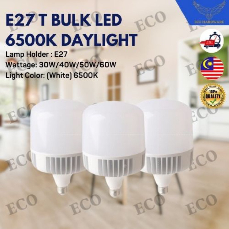 E27 LED T-Bulbs 15W/20W/30W/40W/50W/60W Indoor Outdoor Light Bulb 6500K ...