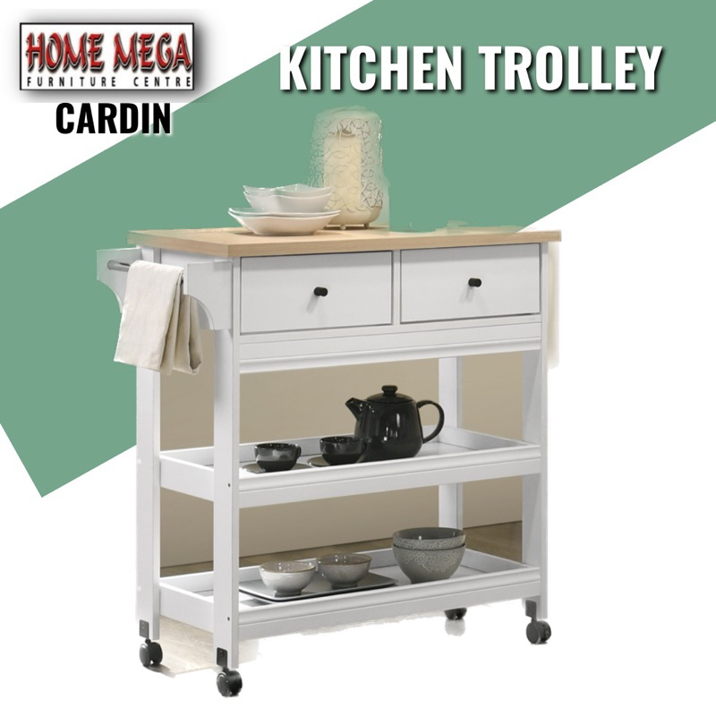 Cardin Kitchen kart Trolley / White Cabinet / Cabinet Dapur / Solid ...