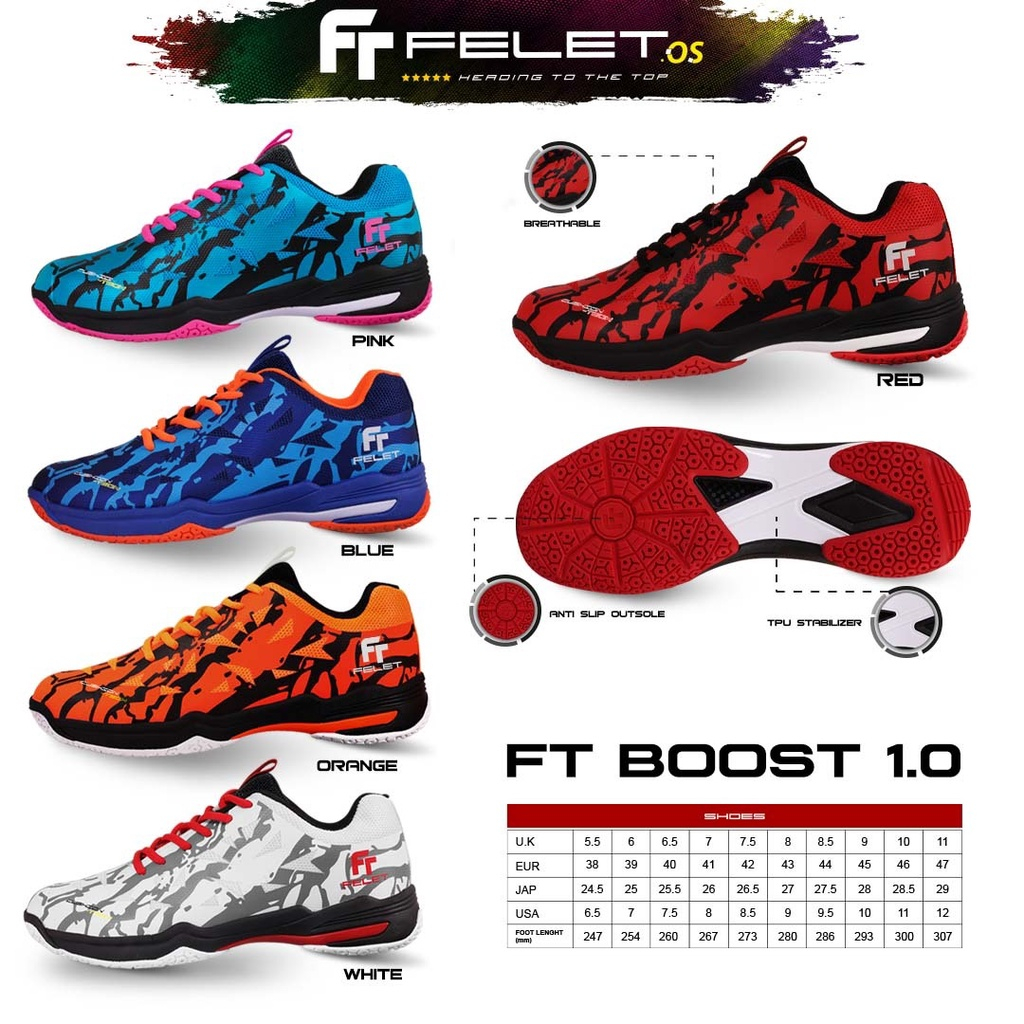 FELET BOOST 1.0 V2 Badminton Shoes - 100% Original by FELET | Shopee ...