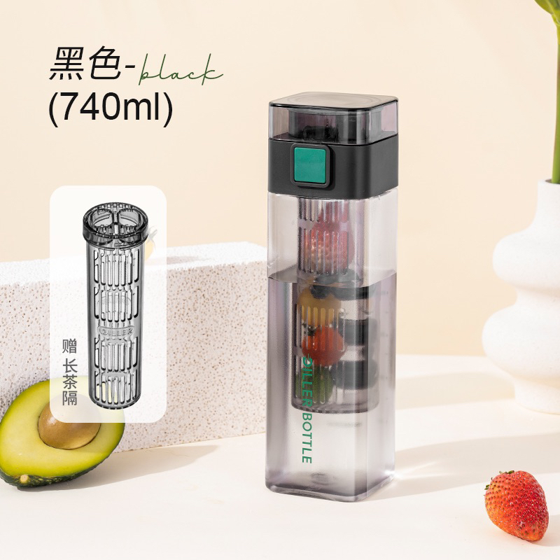 Diller Cuboid Tritan Direct Drink Water Fruit Tea Bottle with Infuser ...