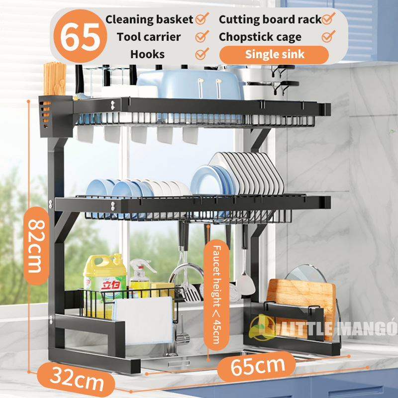 Stainless Steel Rack Dish Rack With Cover Kabinet Dapur Rak Pinggan ...