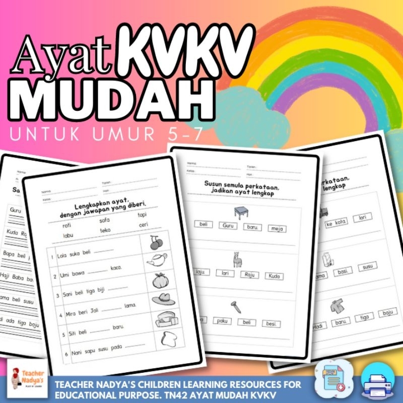 [ Printable / PDF ] Latihan KVKV | Bijak KVKV | BBM | Lembaran Kerja BM | Worksheet | Shopee ...