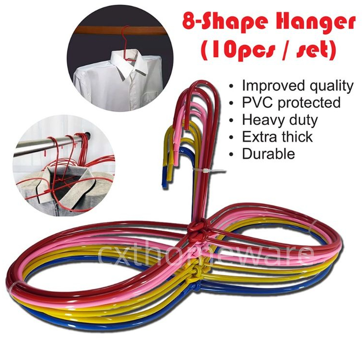 Extra Thick 8 Shaped Round Hanger / Penyakut Baju (10pcs/6pcs set) 8 ...