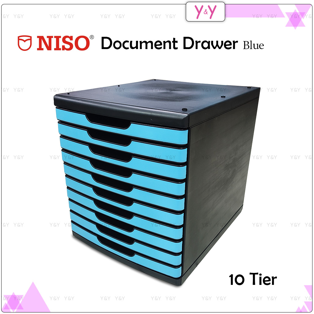 Niso 10 Tier Document Drawer - Blue / Storage Drawer Tray / Paper Tray ...