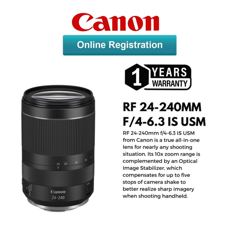 (CANON MALAYSIA SET)Canon RF 24-240mm F/4-6.3 IS USM Lens Original RF ...