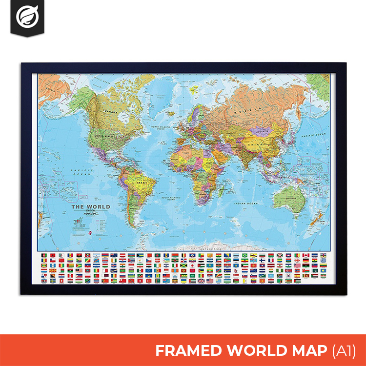 Frambie Framed World Map A1 | PETA DUNIA DENGAN BINGKAI KAYU | World ...